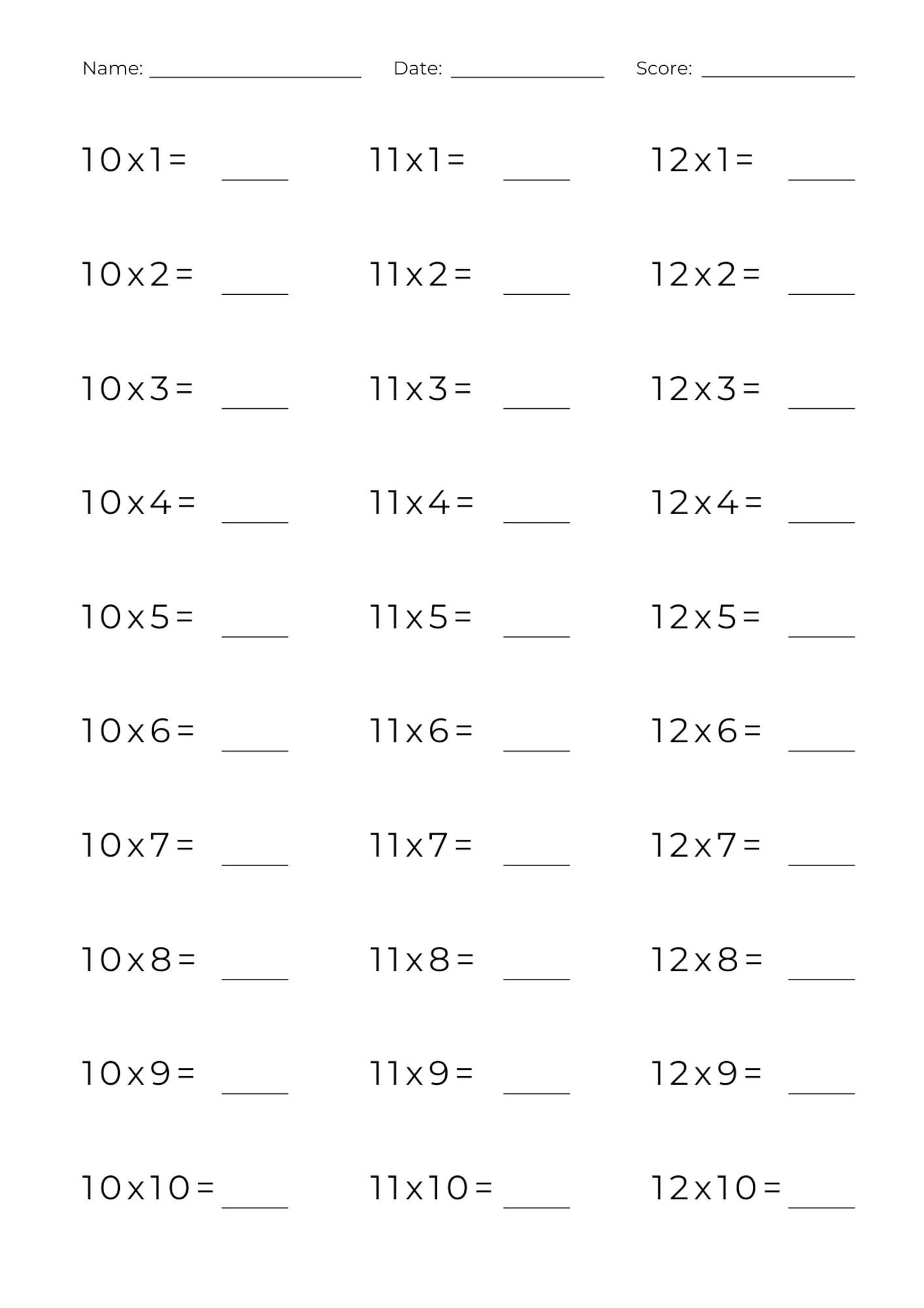14 Printable Times Table Practice Worksheets: Multiplication Learning ...