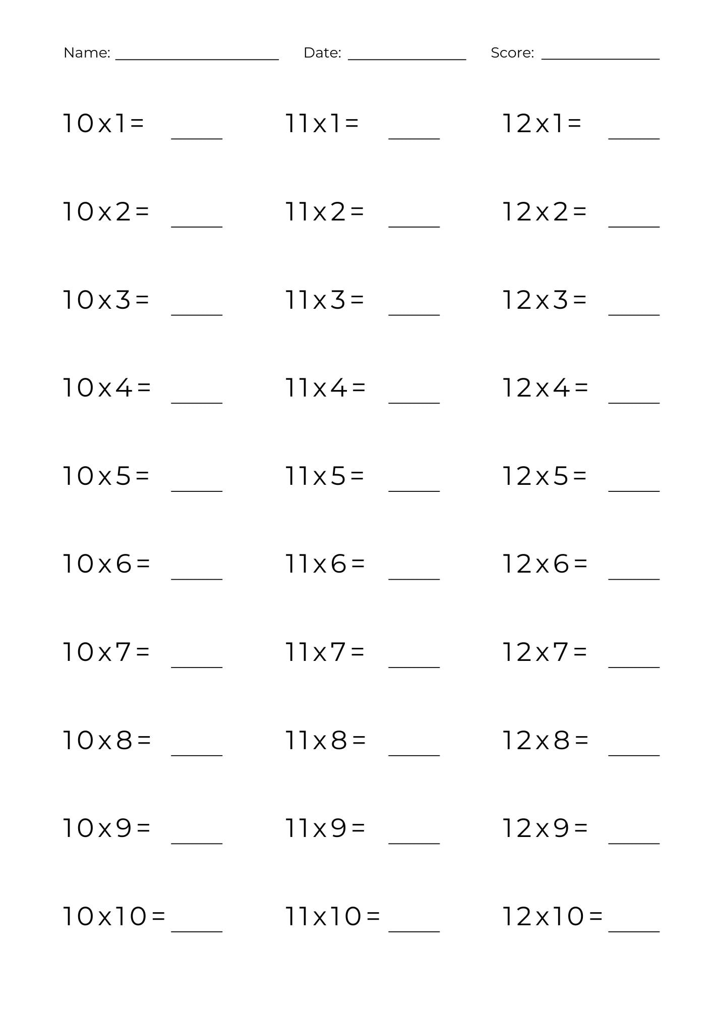 14 Printable Times Table Practice Worksheets for Learning Basic ...