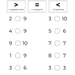10 Printable Greater Than Less Than Equal Worksheets – Compare the ...