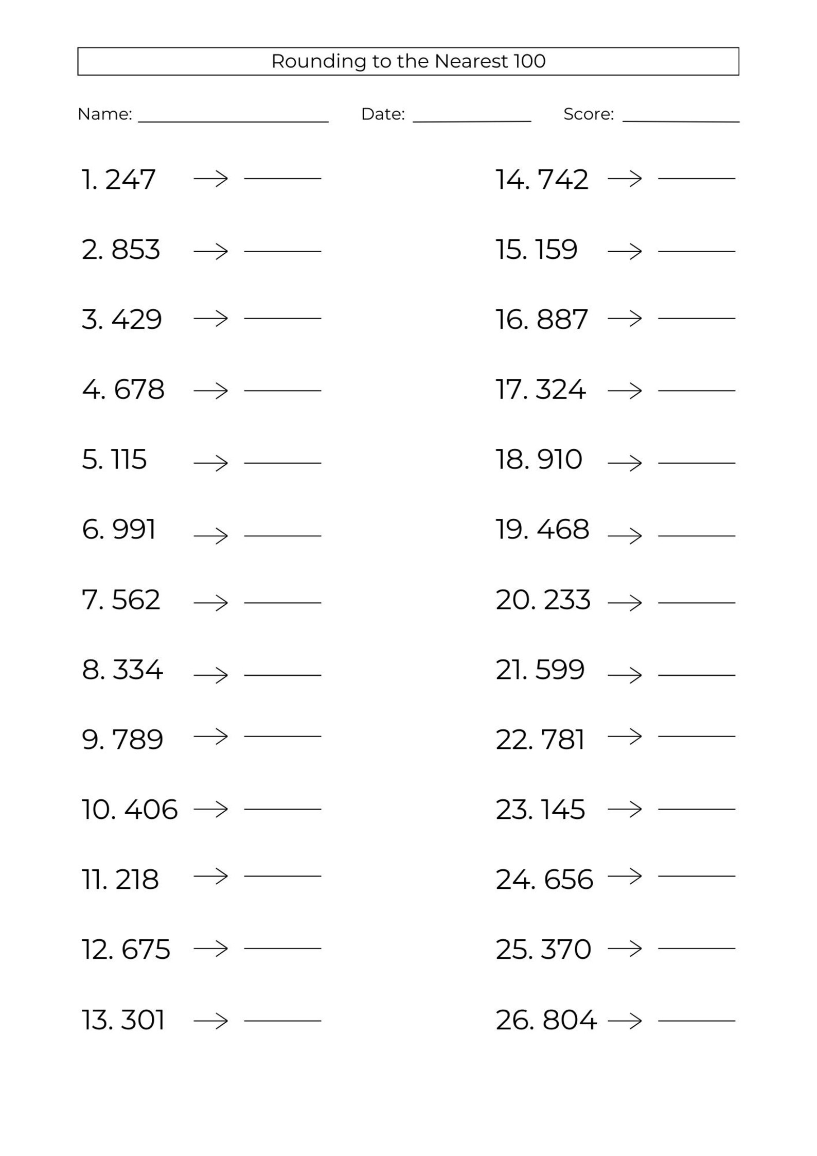 10 Printable Rounding Numbers Worksheets: Rounding to the Nearest (PDF ...