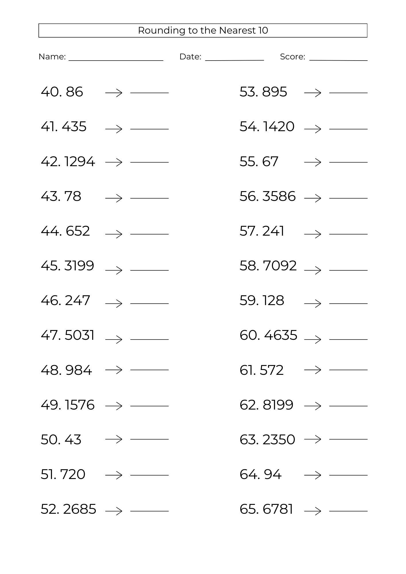 10 Printable Rounding Numbers Worksheets: Rounding to the Nearest (PDF ...