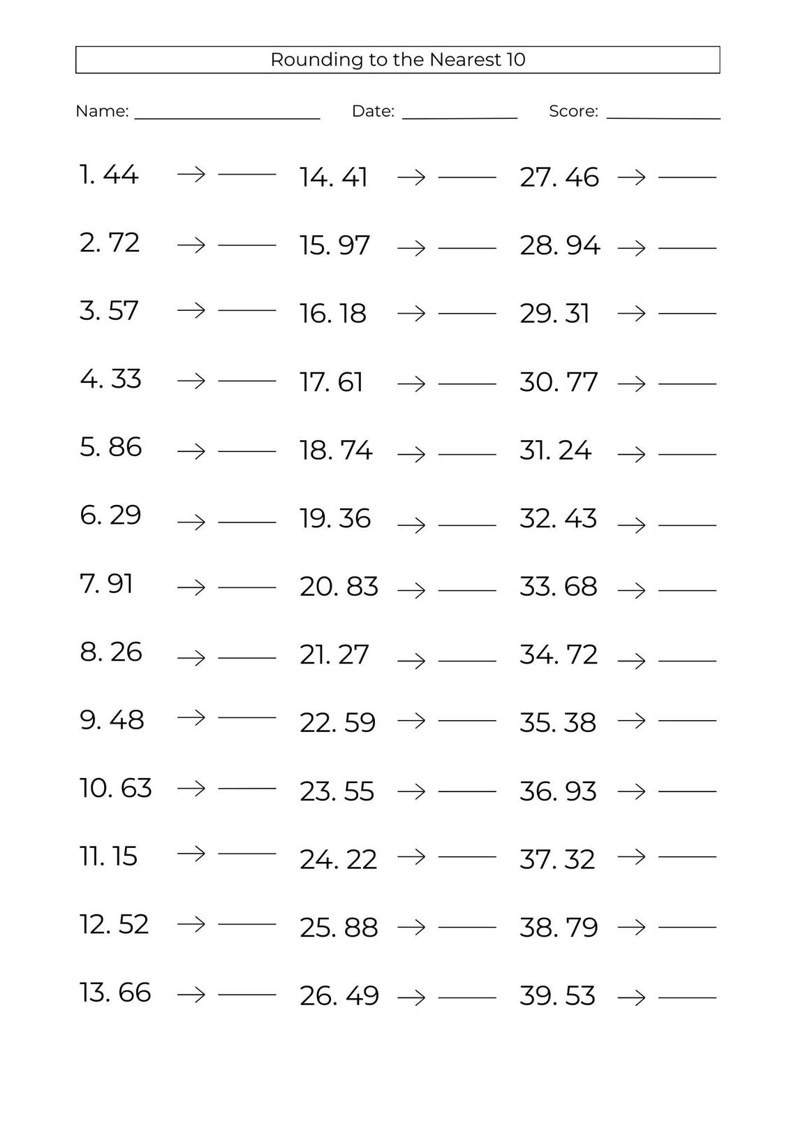 10 Printable Rounding Numbers Worksheets: Rounding to the Nearest (PDF ...