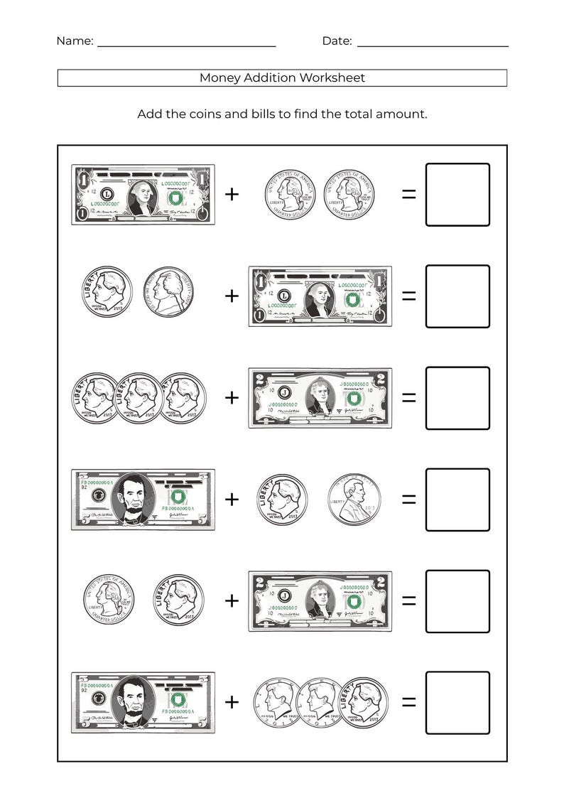 10 Printable Count and Add Money Worksheets Counting Money Addition ...