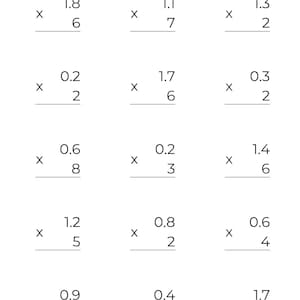10 Printable Decimal Multiplication Worksheets: 5th Grade Math Practice ...