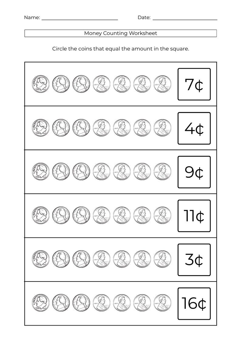 10 Printable Counting Money Worksheets – Practice Recognise and Count ...