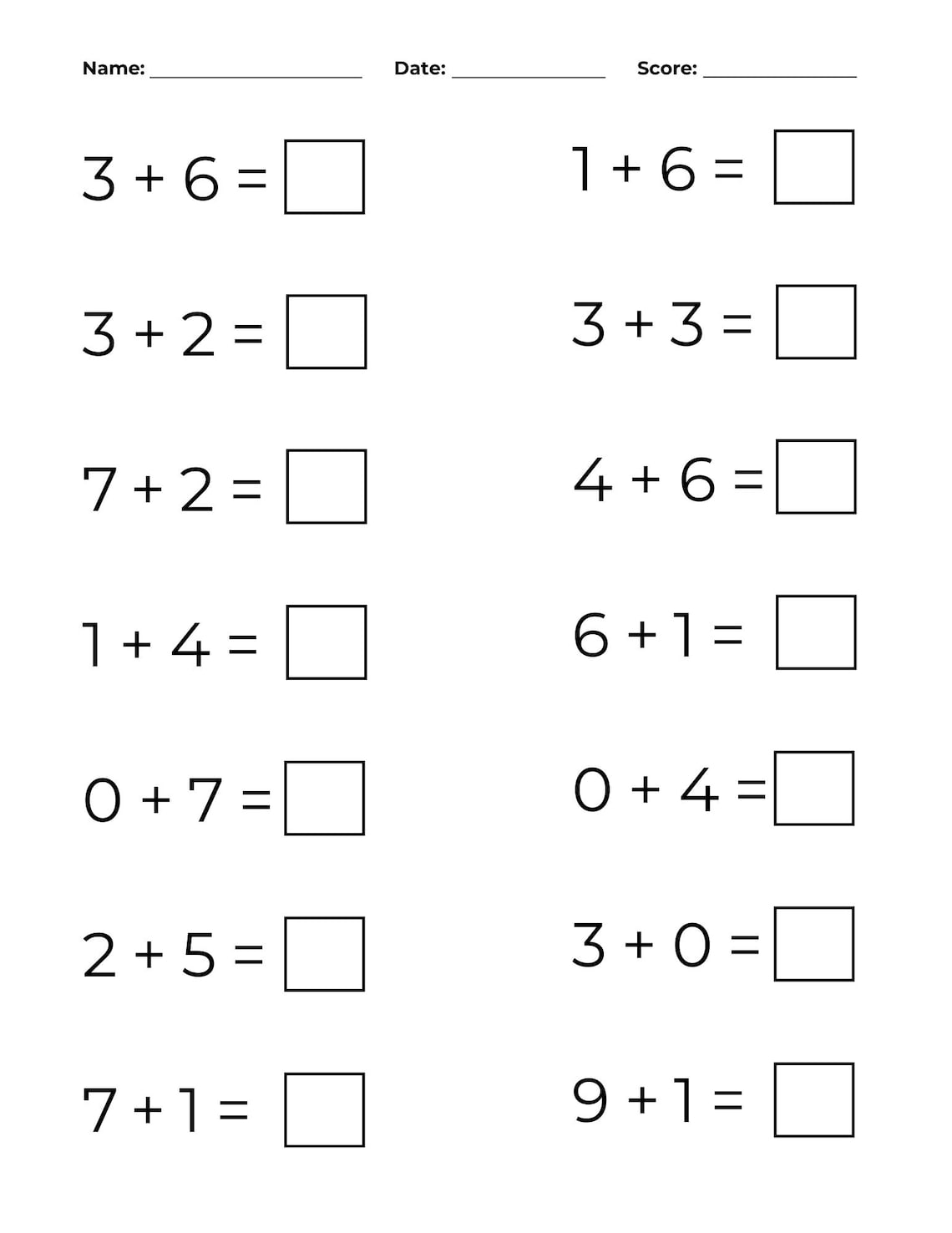 10 Printable Addition Worksheets Beginning Math Worksheets Addition to ...