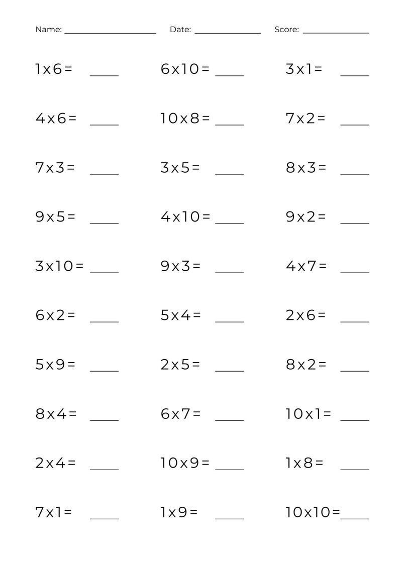 14 Printable Times Table Practice Worksheets: Multiplication Learning ...