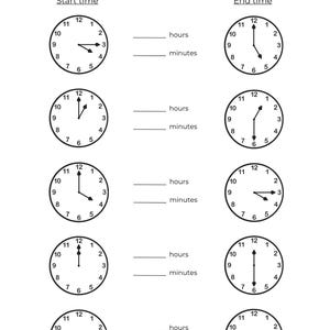 10 Printable Elapsed Time Worksheets: Analog & Digital Clock Practice ...