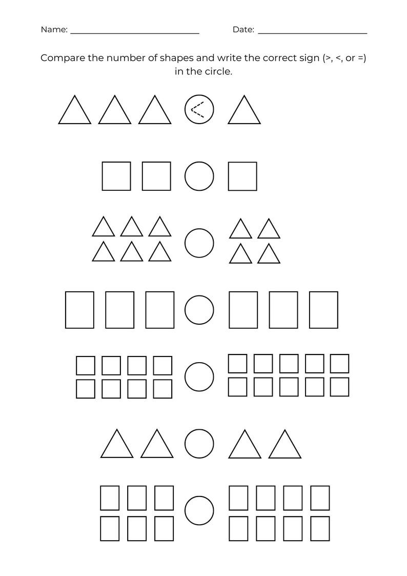 6 Printable Comparing Numbers Worksheets: Greater Than Less Than Equal ...