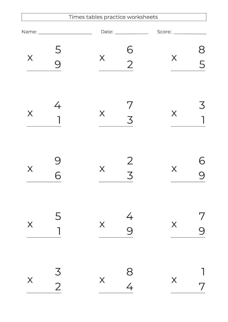 10 Printable One Digit Multiplication Worksheets – Basic Multiplication ...