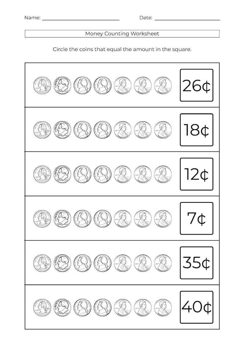 10 Printable Counting Money Worksheets – Practice Recognise and Count ...
