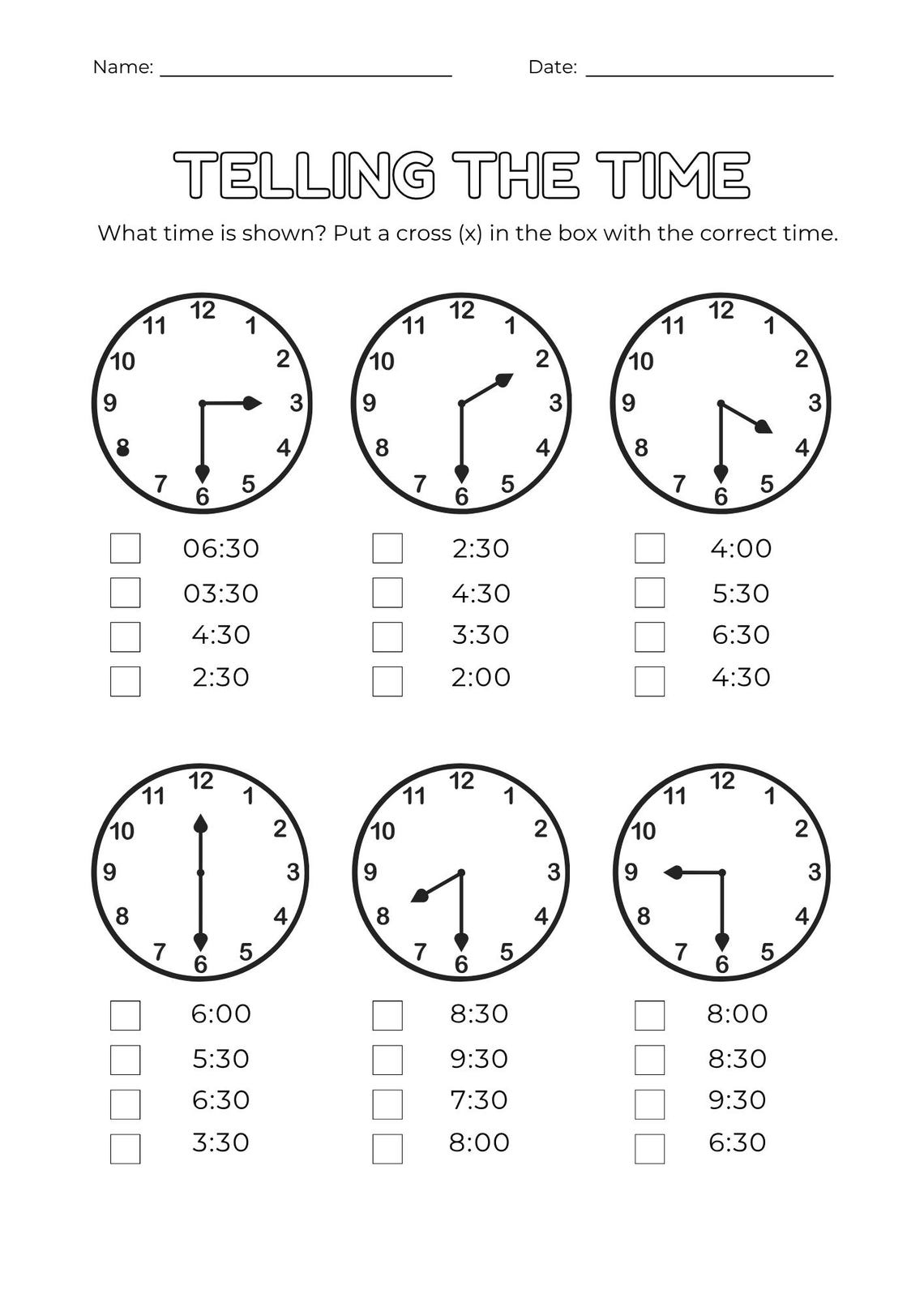 50 Printable Time Telling Worksheets Clock Learning to Tell Time ...