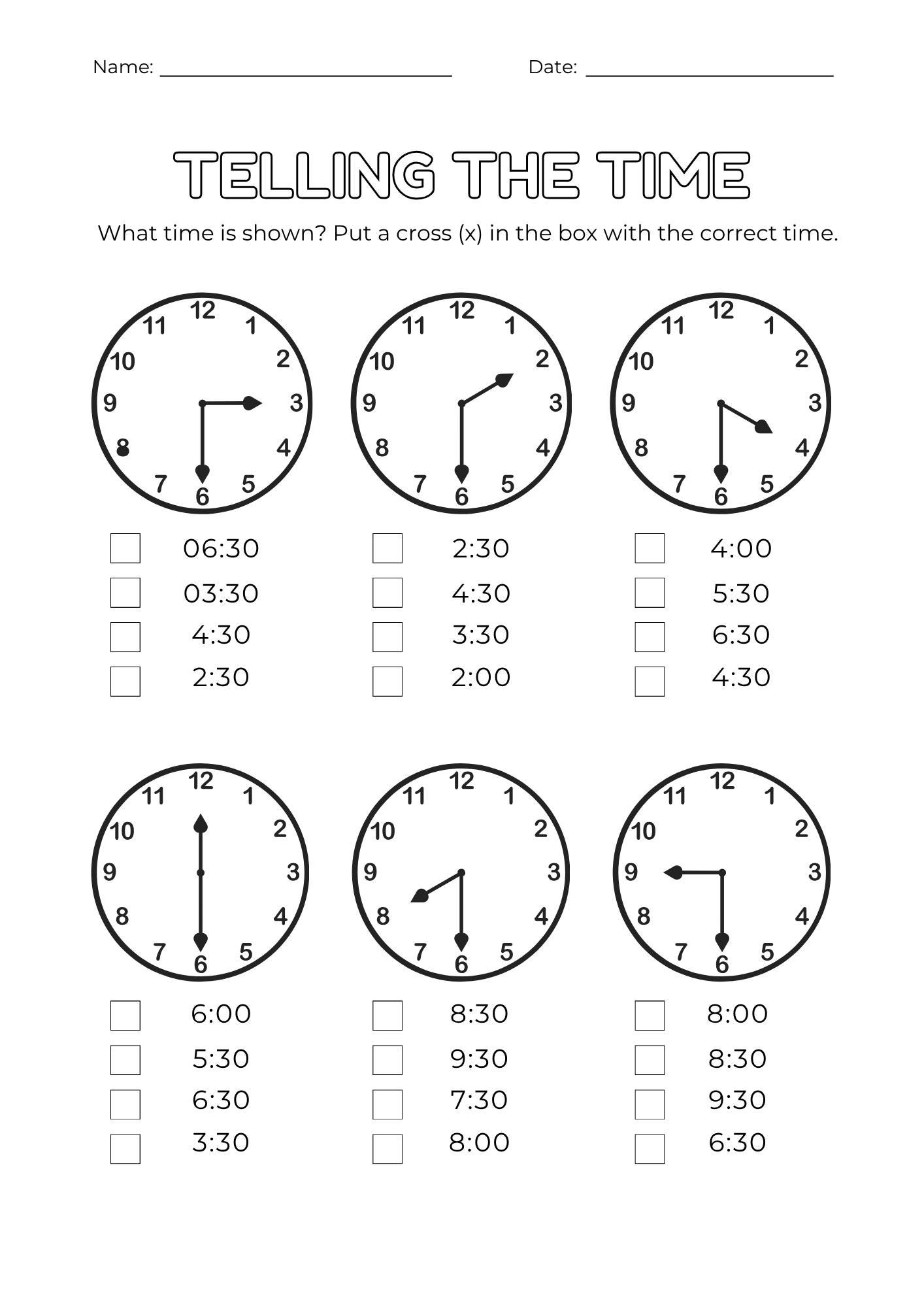 50 Printable Time Telling Worksheets Clock Learning to Tell Time ...