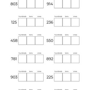 10 Printable Place Value Worksheets: Hundreds, Tens, Ones - 1st & 2nd ...
