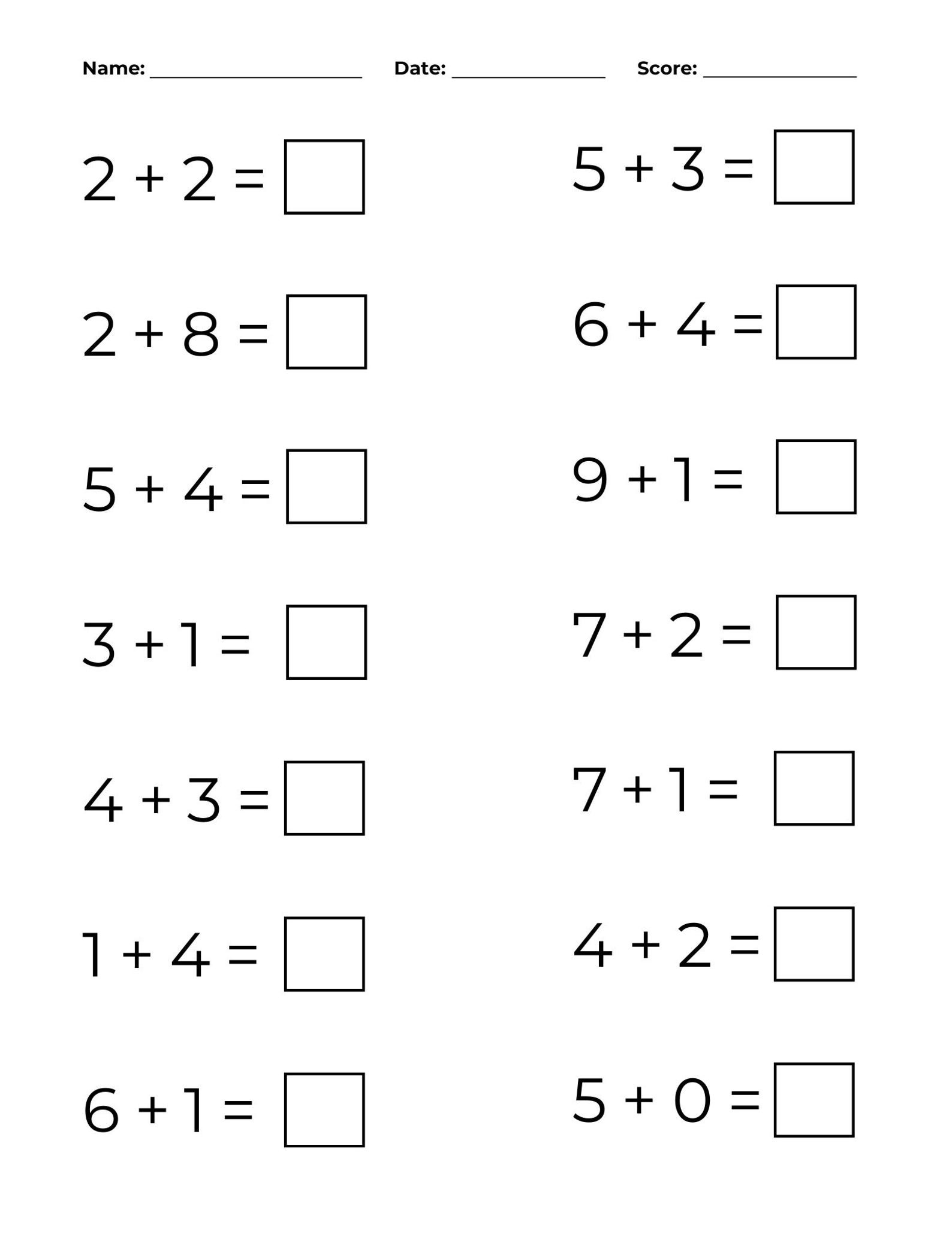 10 Printable Addition Worksheets Beginning Math Worksheets Addition to ...