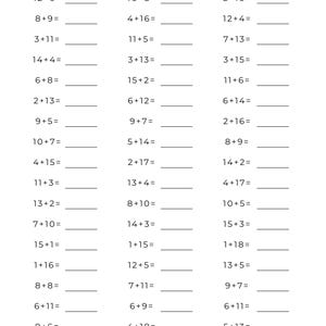 20 Printable Addition & Subtraction Worksheets to 20: Math Practice ...