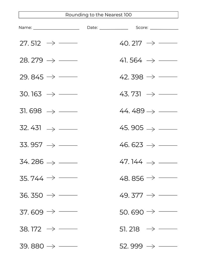 10 Printable Rounding Numbers Worksheets: Rounding to the Nearest (PDF ...