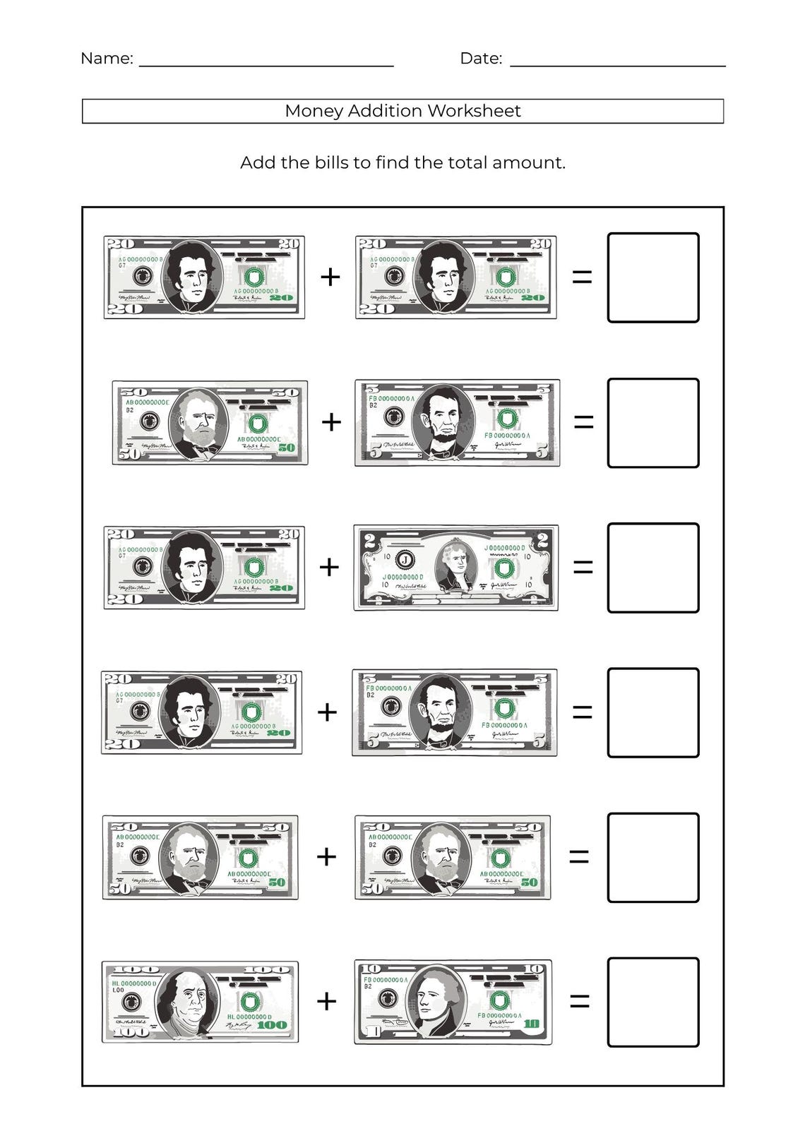 10 Printable Count and Add Money Worksheets Counting Money Addition ...