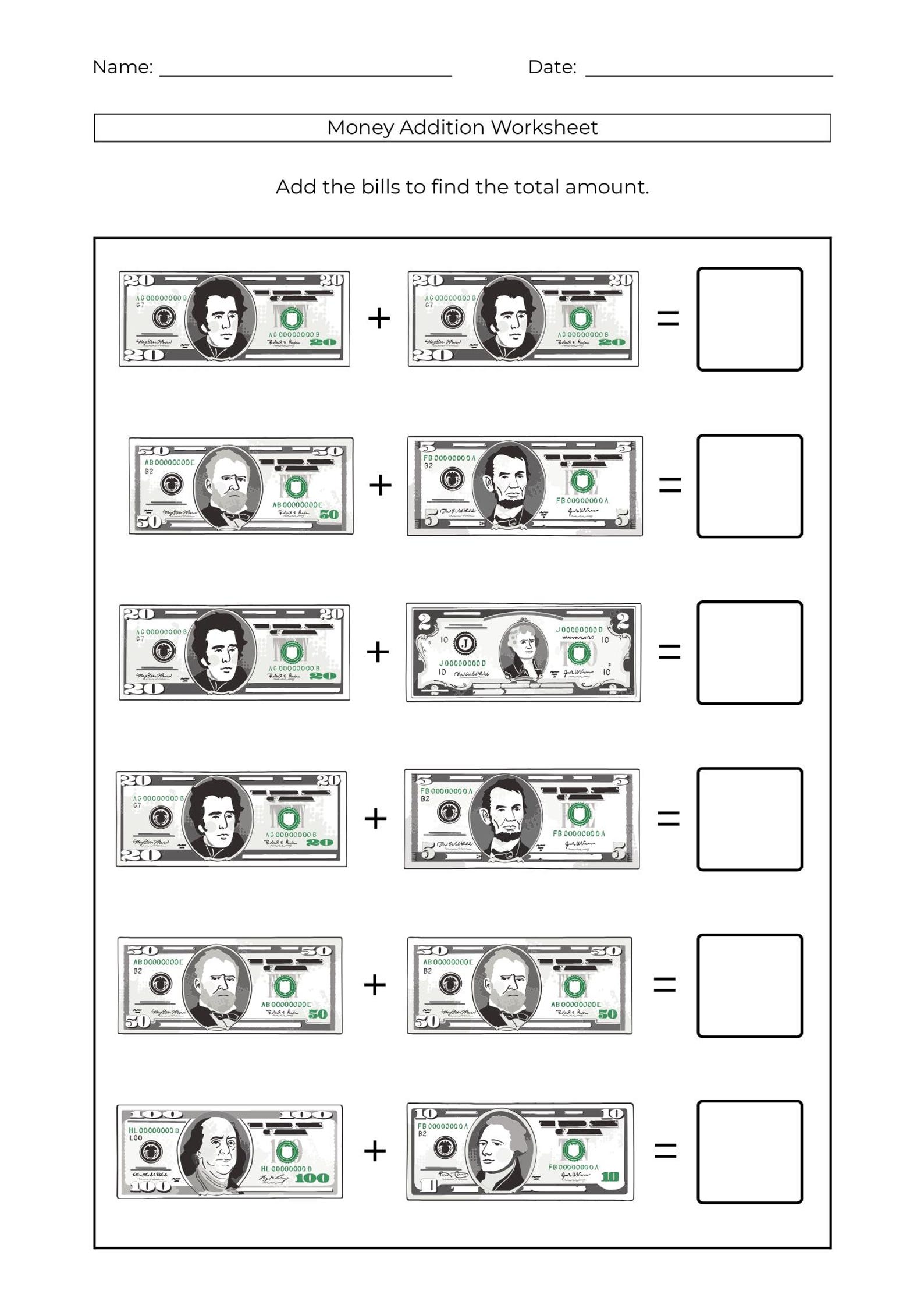10 Printable Count and Add Money Worksheets Counting Money Addition ...