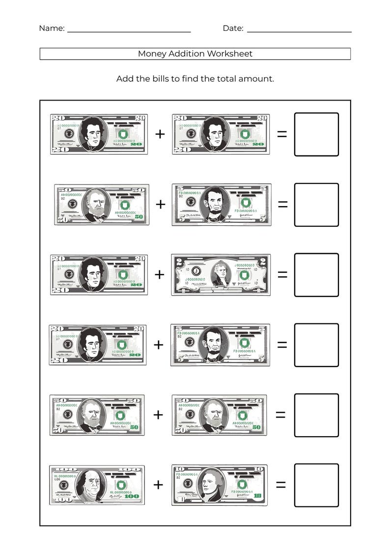10 Printable Count and Add Money Worksheets Counting Money Addition ...
