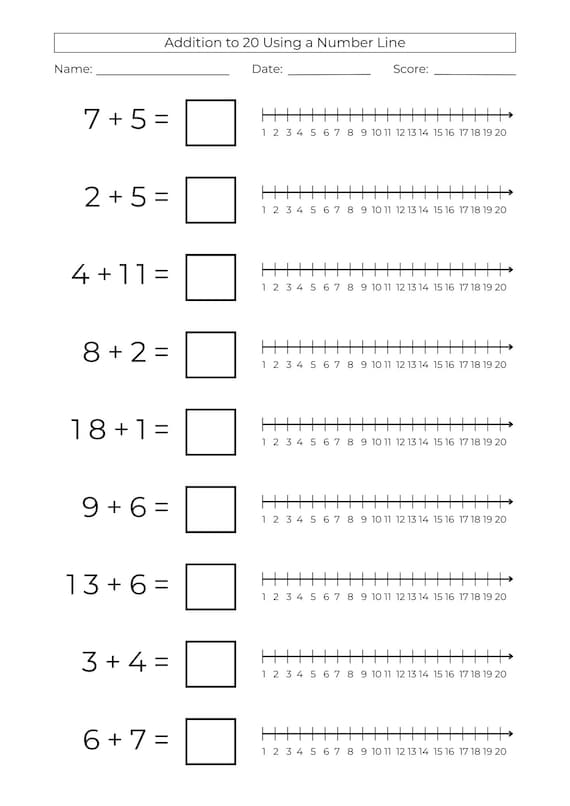 Addition Using Number Line Exercise 250x127