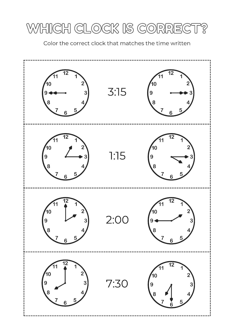 100 Printable Time Telling Worksheets: Analog & Digital Clock Learning ...