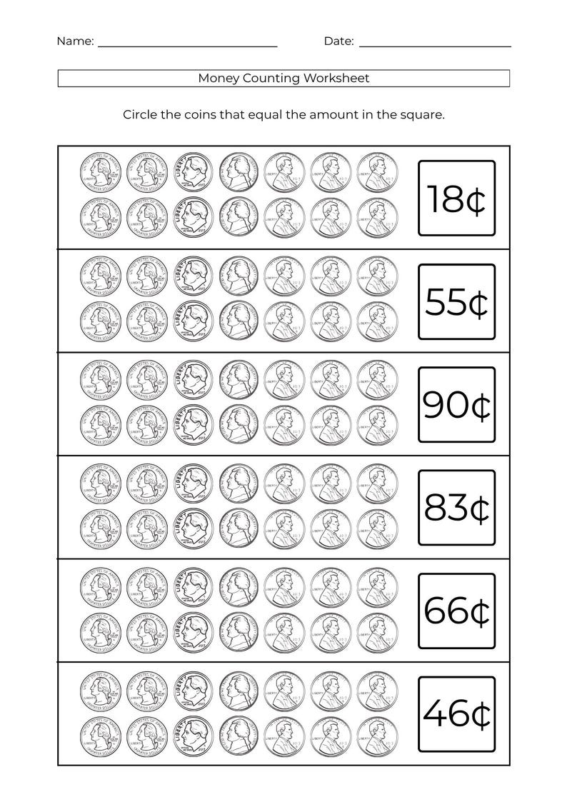 10 Printable Counting Money Worksheets – Practice Recognise and Count ...