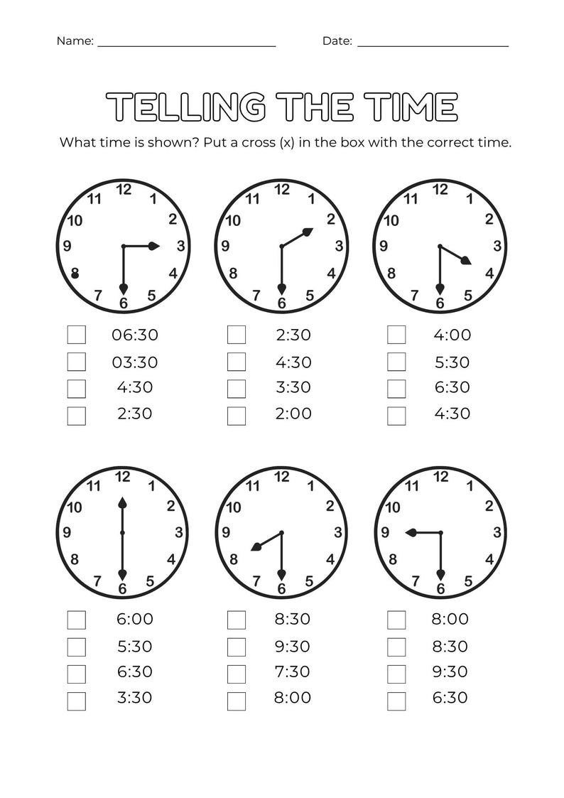 100 Printable Time Telling Worksheets: Analog & Digital Clock Learning ...