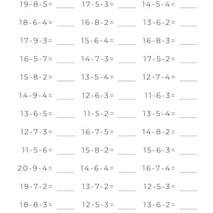 15 Printable Addition & Subtraction to 20 Worksheets: Math Practice for ...