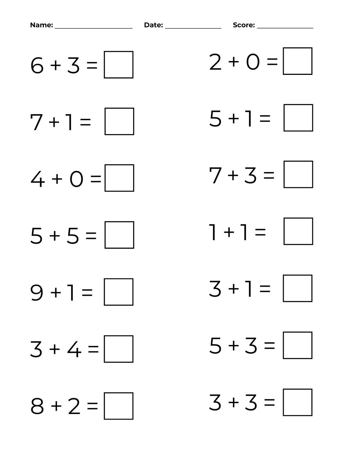 10 Printable Addition Worksheets Beginning Math Worksheets Addition to ...