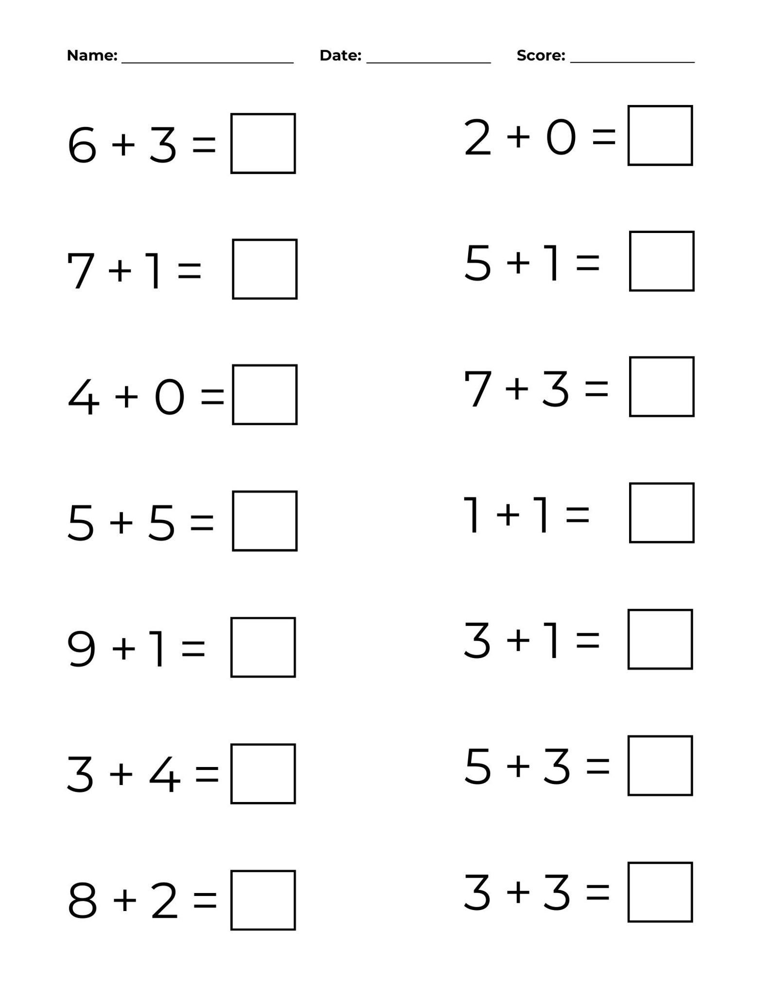 10 Printable Addition Worksheets Beginning Math Worksheets Addition to ...