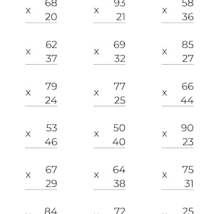 10 Printable Double Digit Multiplication Worksheets: 2-digit Practice ...