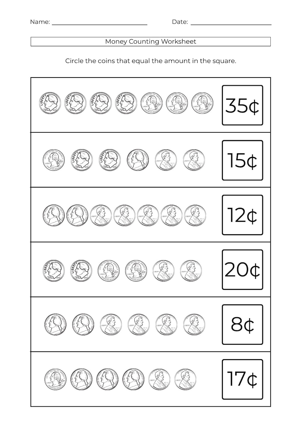 10 Printable Counting Money Worksheets – Practice Recognise and Count ...
