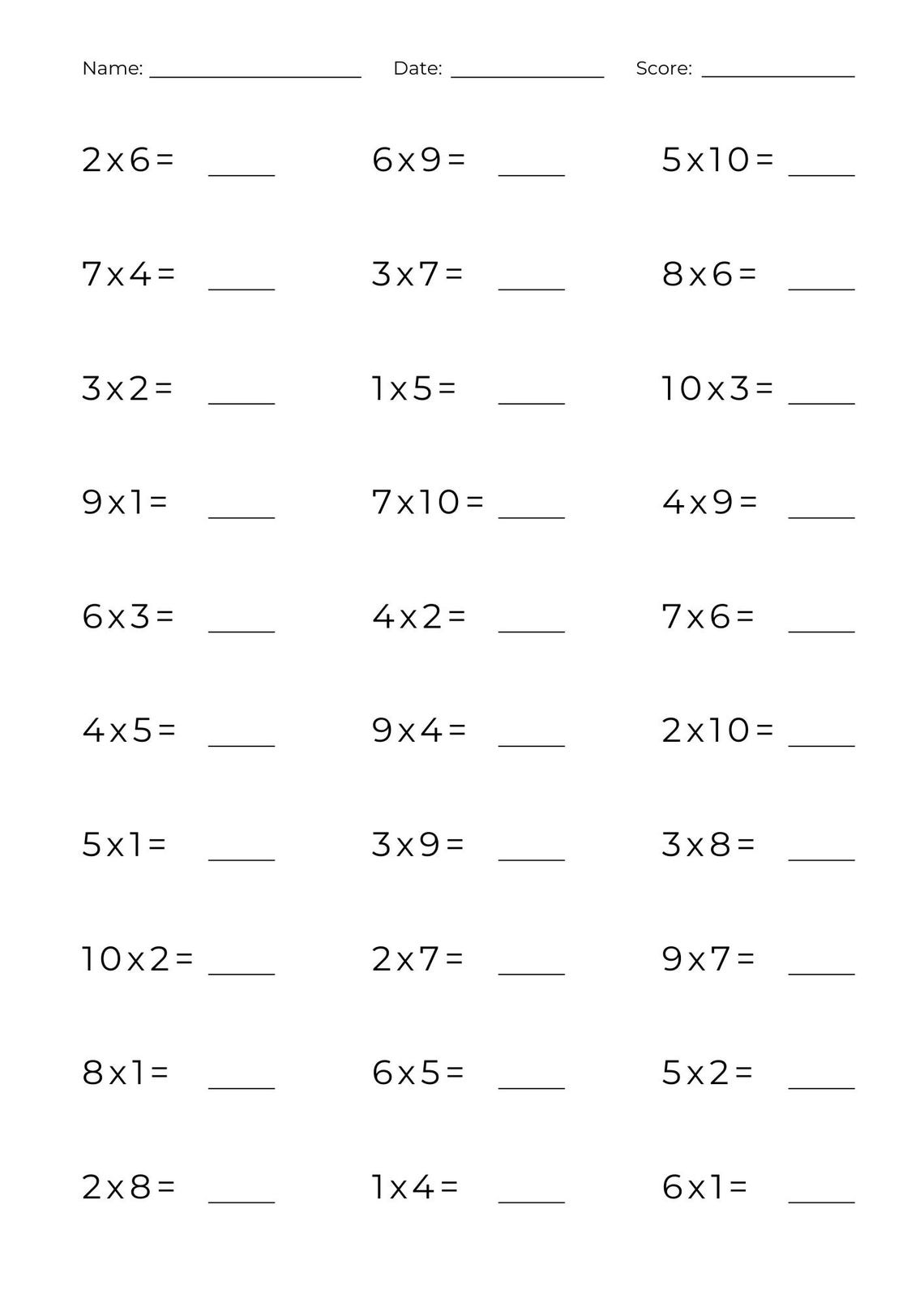 14 Printable Times Table Practice Worksheets: Multiplication Learning ...