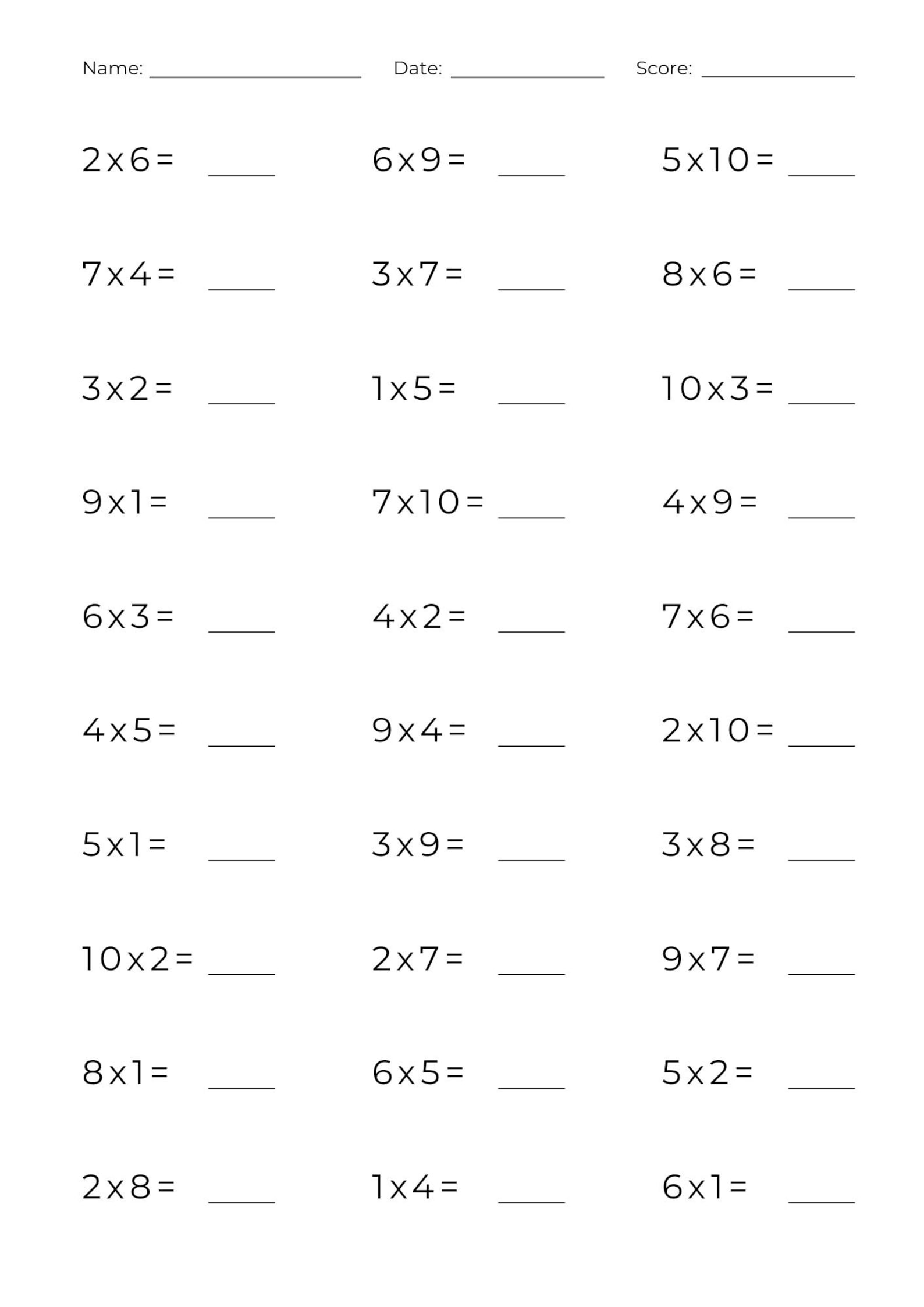14 Printable Times Table Practice Worksheets: Multiplication Learning ...