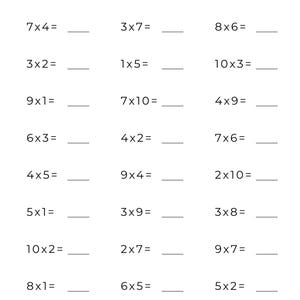 14 Printable Times Table Practice Worksheets: Multiplication Learning ...