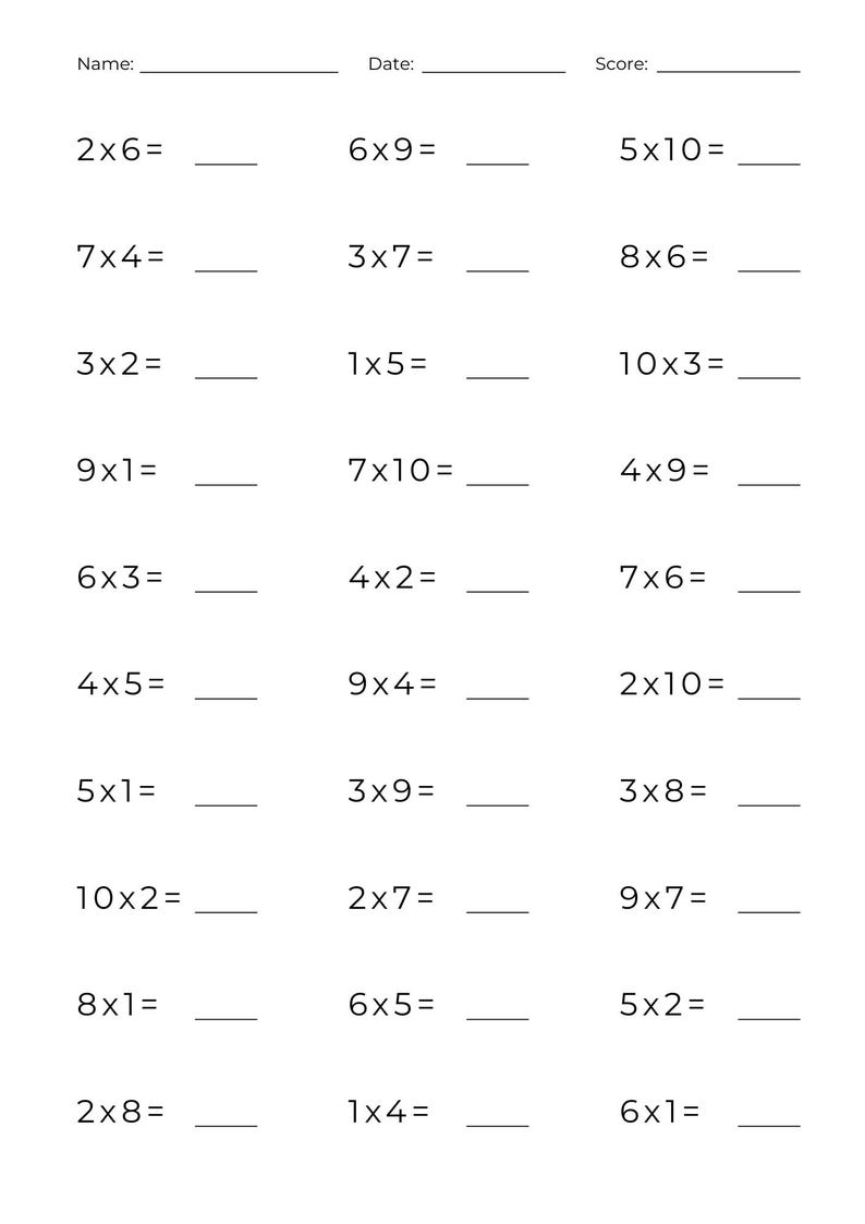 14 Printable Times Table Practice Worksheets for Learning Basic ...