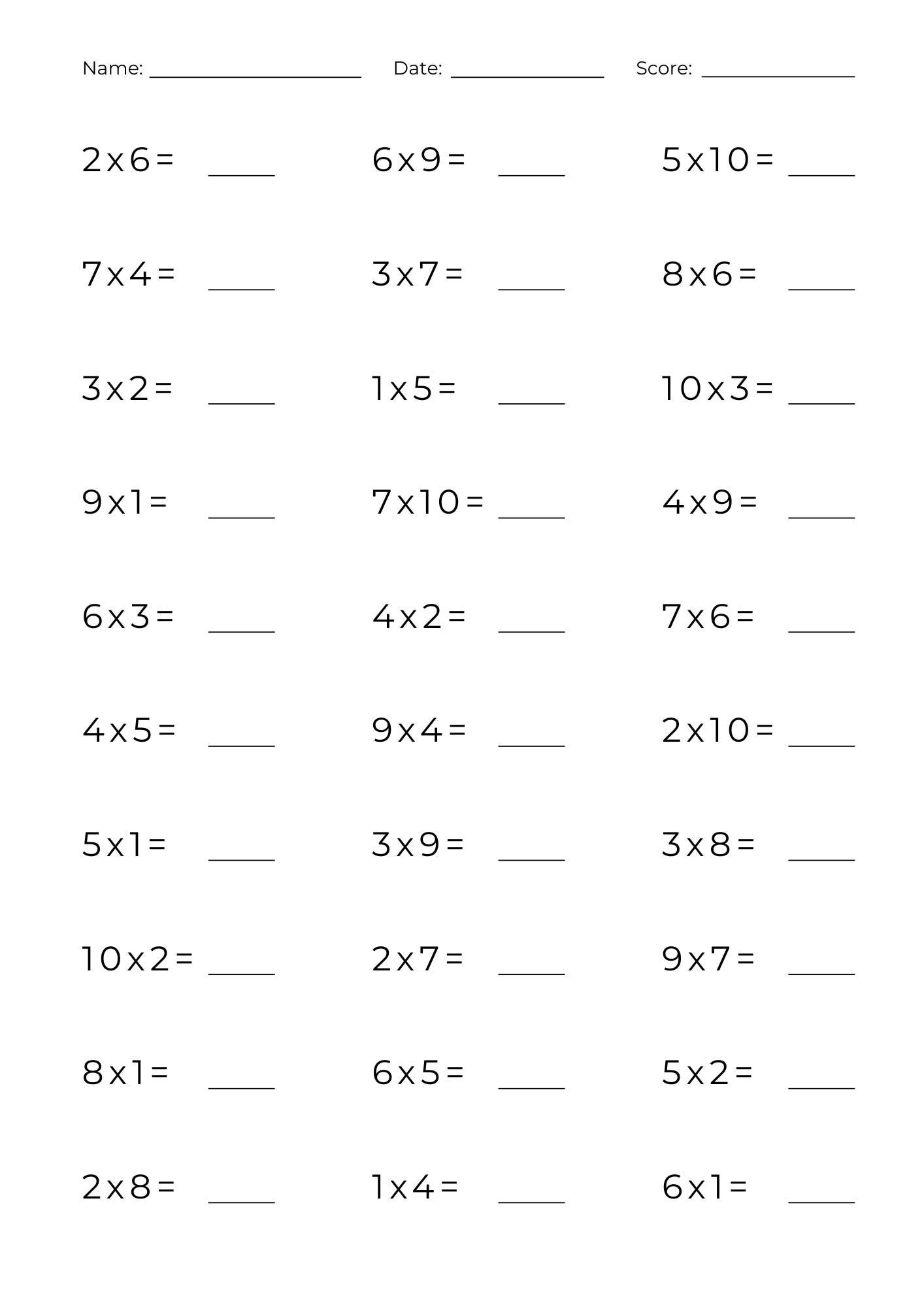 14 Printable Times Table Practice Worksheets: Multiplication Learning ...