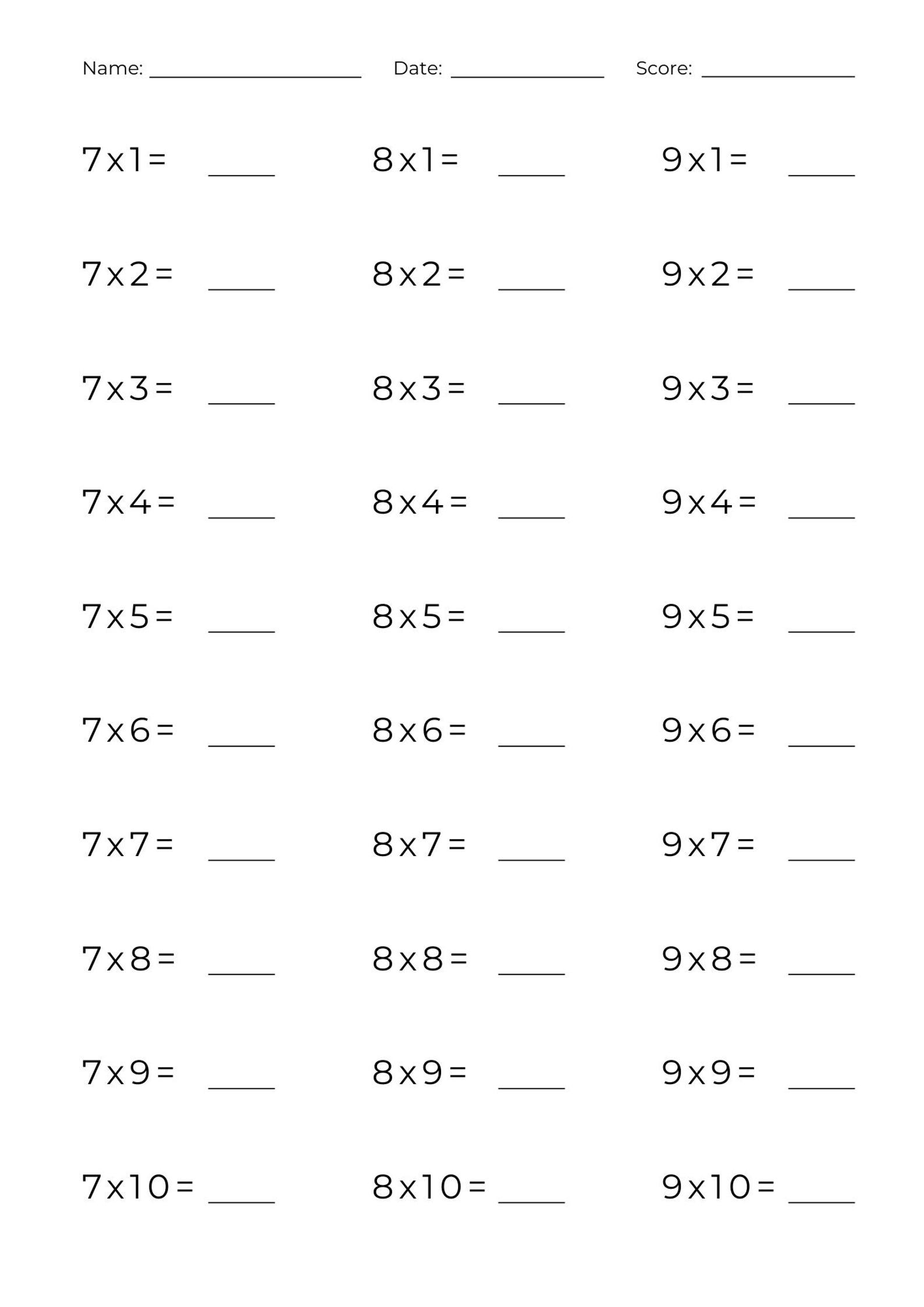 14 Printable Times Table Practice Worksheets: Multiplication Learning ...