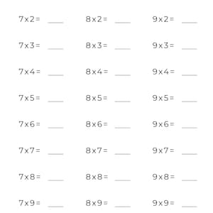 14 Printable Times Table Practice Worksheets: Multiplication Learning ...