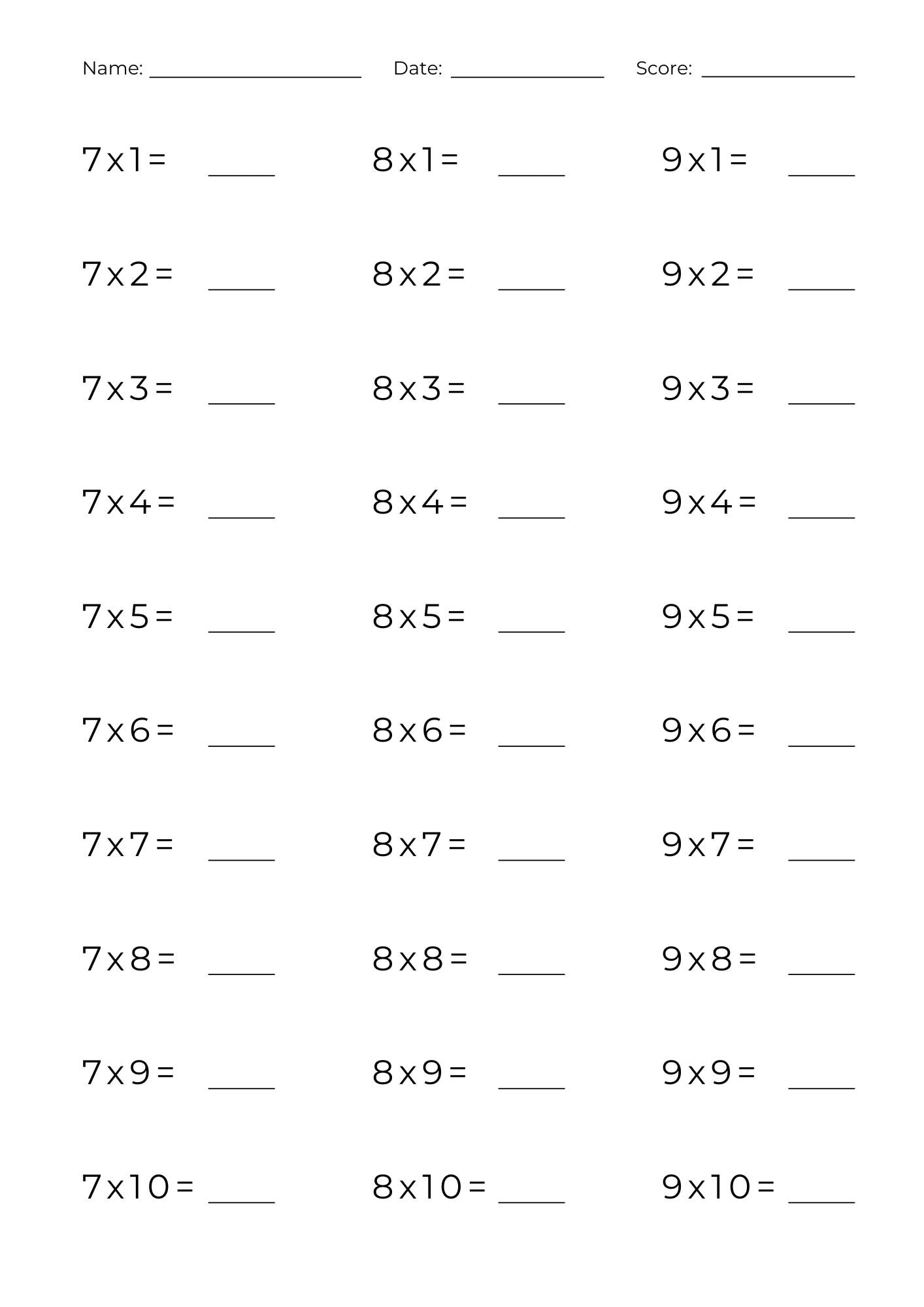 14 Printable Times Table Practice Worksheets: Multiplication Learning ...