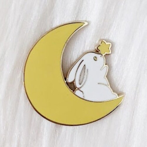 Otsukimi Rabbit Moon Enamel Pin Kawaii Mochi Bunny Lunar - Etsy