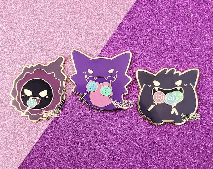 Ghostly Trio, Pocket Monster Enamel Pin Collection - Etsy