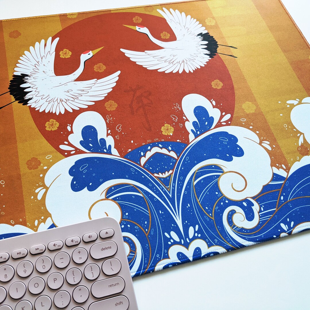 Cranes and the Red Sun Gamepad, Mouse Pad, Desk Mat, 60x40cm - Etsy