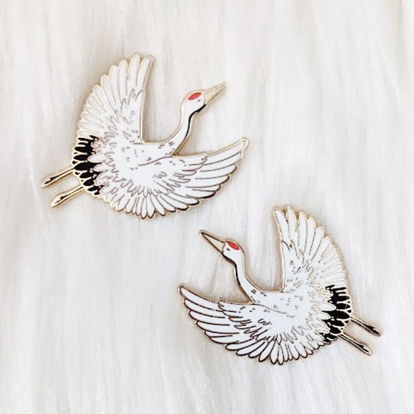 Crane Enamel Pin - Etsy
