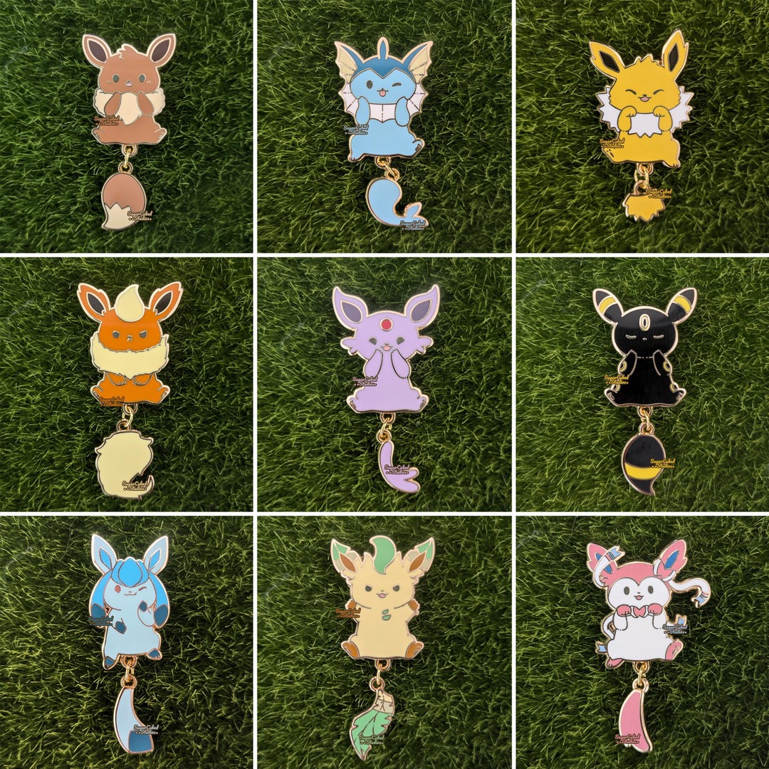 Eeveelution Dangle Tail Enamel Pins - Etsy