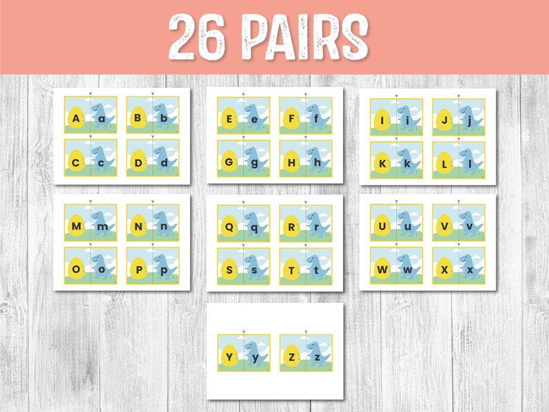 Dinosaur Letter Matching Game, ABC Puzzles, Preschool, Kindergarten ...