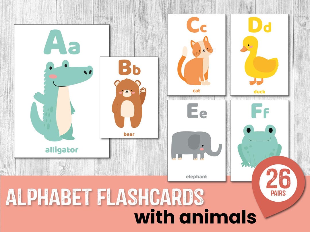 Alphabet Flashcards - Preschool Learning - Wild Animal ABC Flashcards ...
