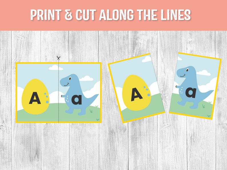 Dinosaur Letter Matching Game, ABC Puzzles, Preschool, Kindergarten ...