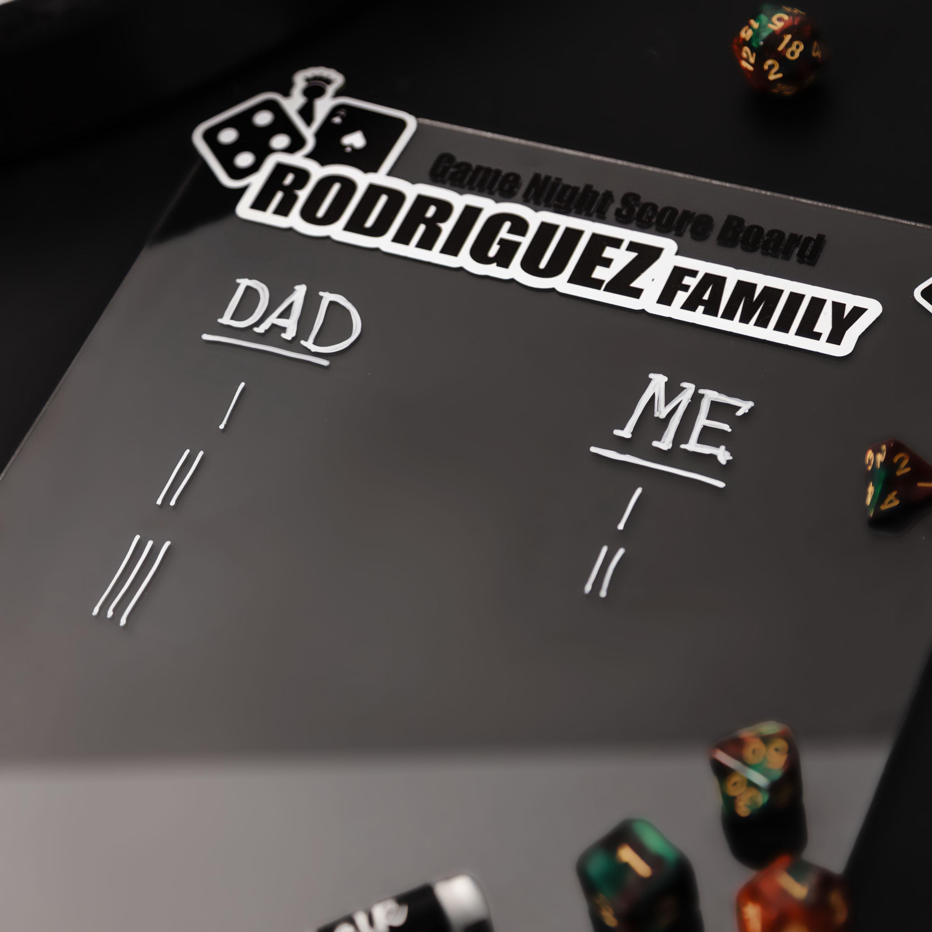 Customizable Game Night Score Tracker. Dry Erase Scoreboard. Board Game ...